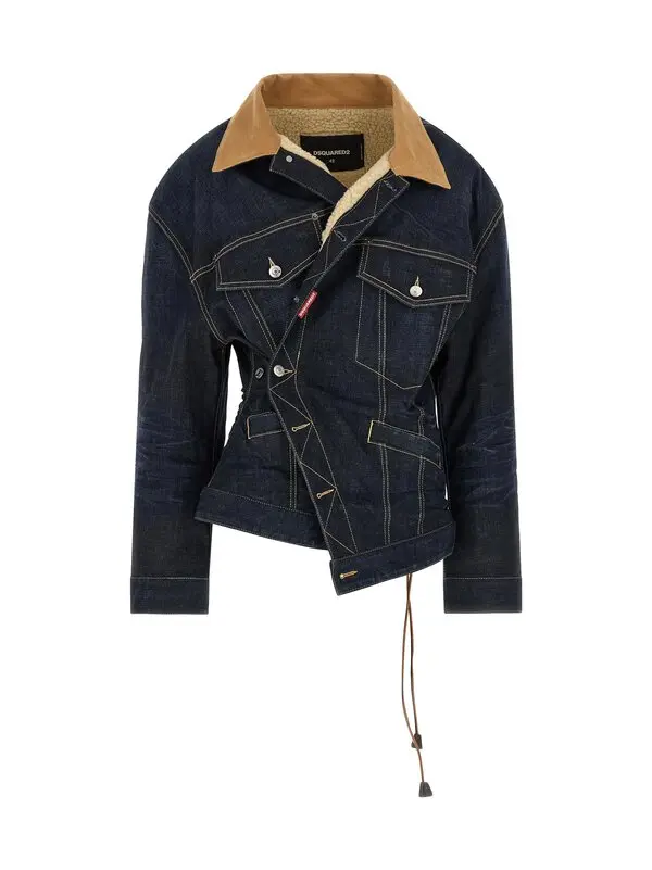 Dsquared2 Wrap Over Denim Jacket - Blue