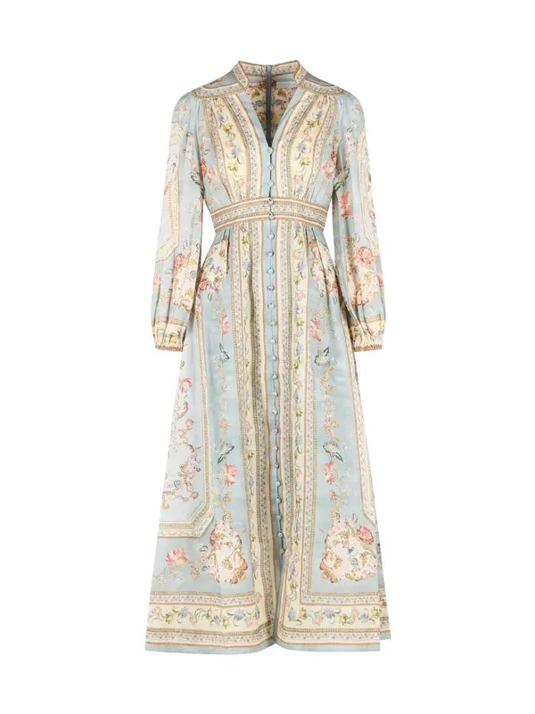 Zimmermann Roselight Light Linen Midi Dress - Blue