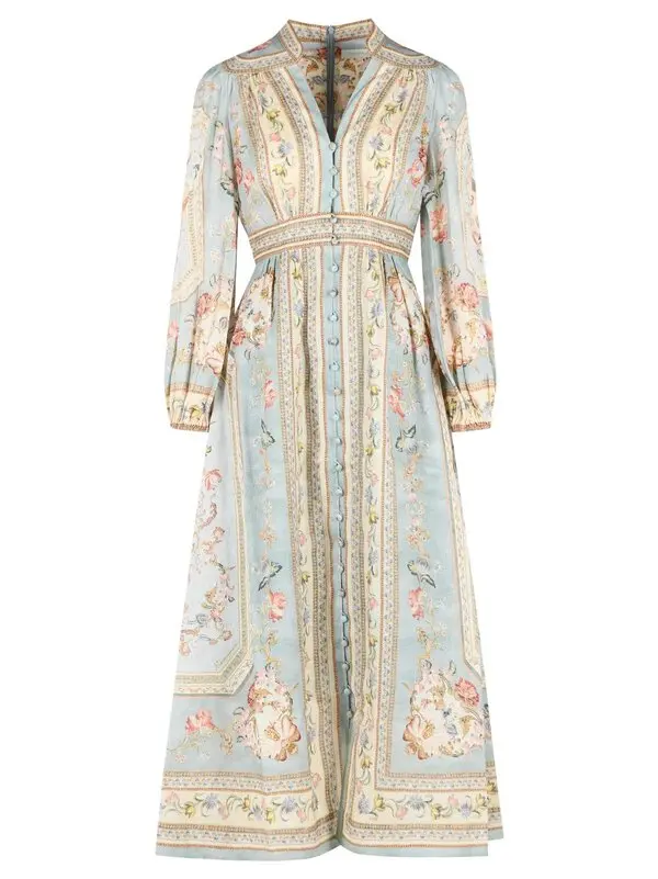 Zimmermann Roselight Light Linen Midi Dress - Blue