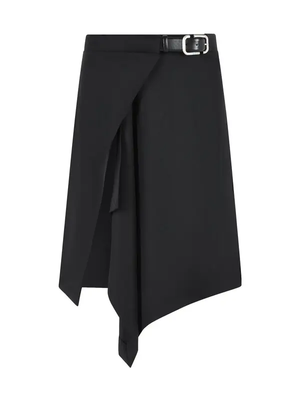 Attico Virgin Wool Midi Skirt - Black
