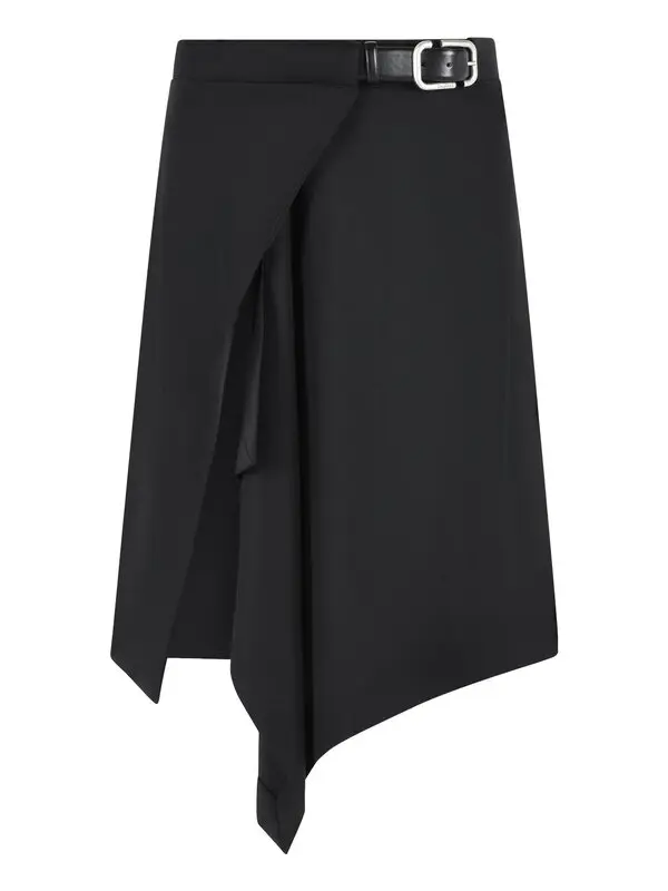 Attico Virgin Wool Midi Skirt - Black