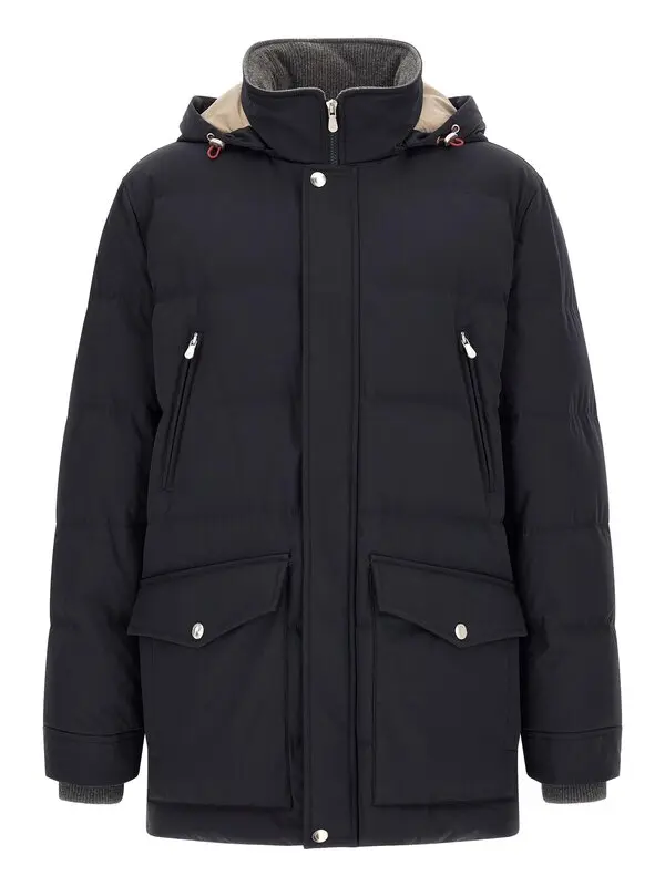 Brunello Cucinelli Quilted Parka With Drawstring Hood - Blue