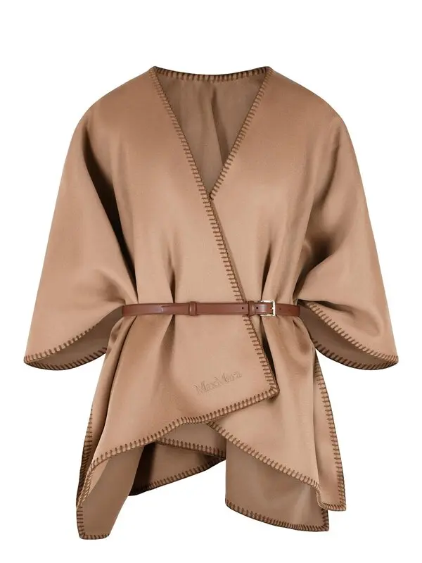 Max Mara Colomba Virgin Wool Cape - Brown