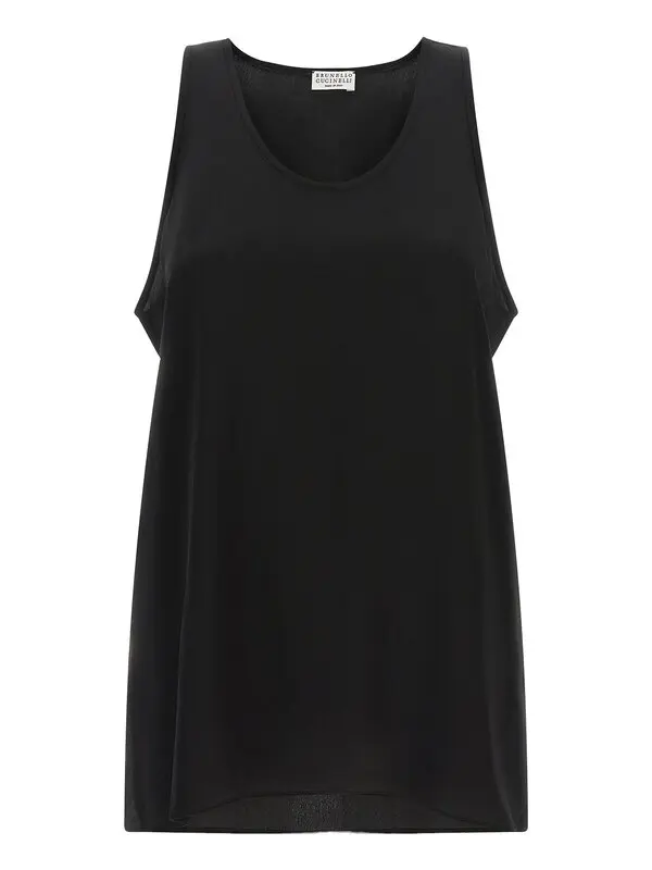 Brunello Cucinelli Monile Silk Top - Black