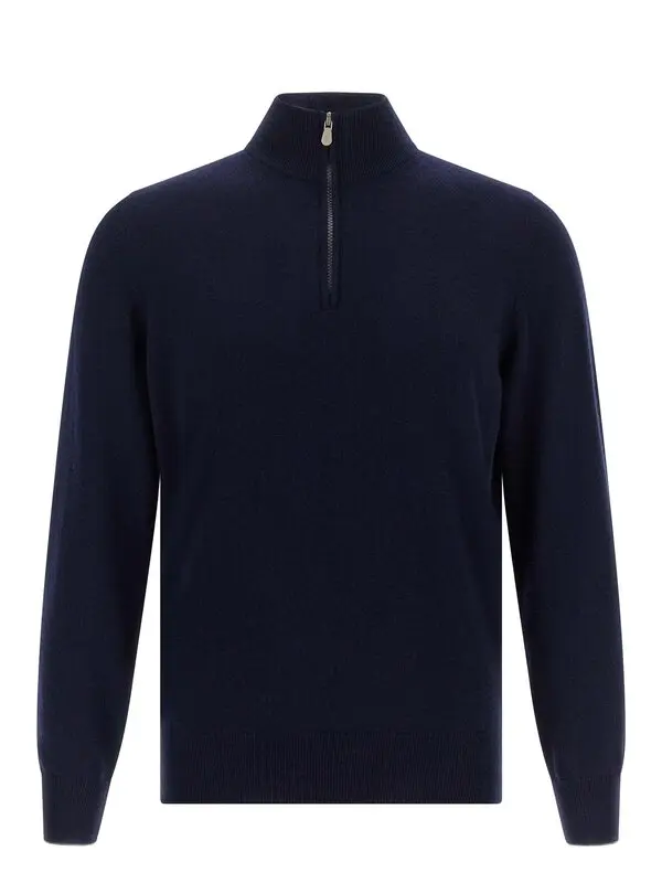 Brunello Cucinelli Half-zip Cashmere Sweater - Blue