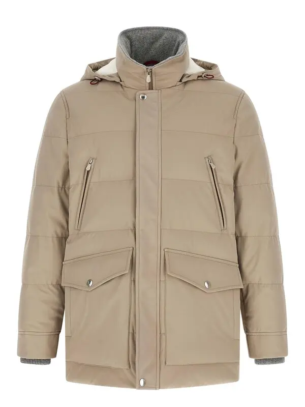 Brunello Cucinelli Quilted Parka With Hood - Cream