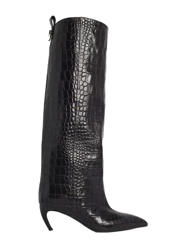 Attico Lea 65 Dark Leather Boots - Brown