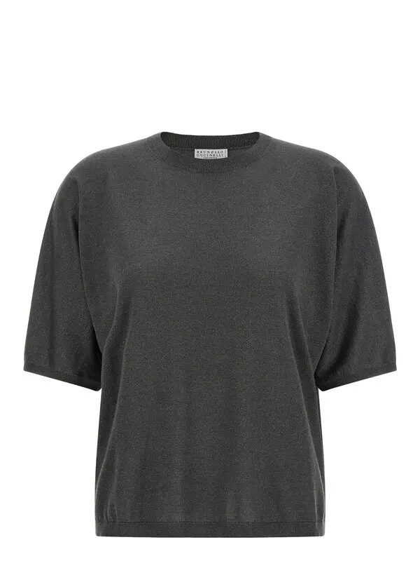 Brunello Cucinelli Sparkling Knit Sweater With Lamé Yarn - Gray