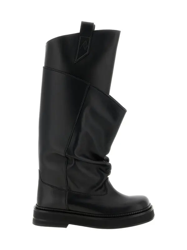 Attico Calf Leather Double-leg Boots - Black