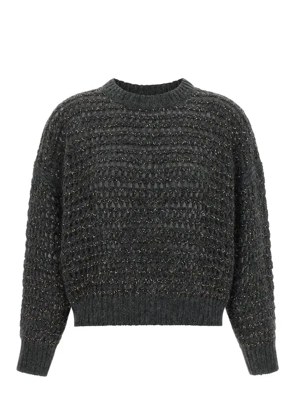 Brunello Cucinelli Dazzling Braids" Sweater - Gray