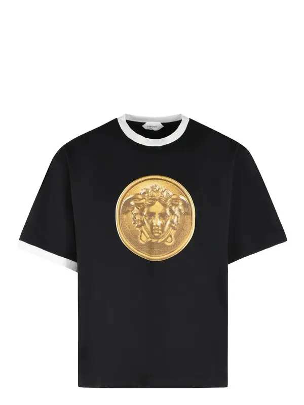 Versace Medusa' Cotton T-shirt - Black