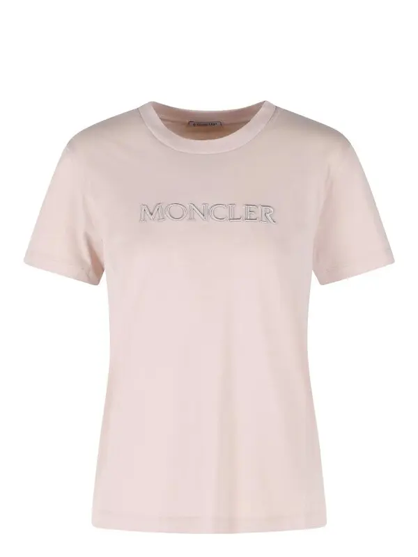 Moncler Cotton T-shirt With Logo Detail - Pink
