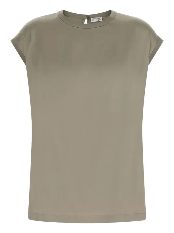 Brunello Cucinelli Silk Satin Blouse - Green