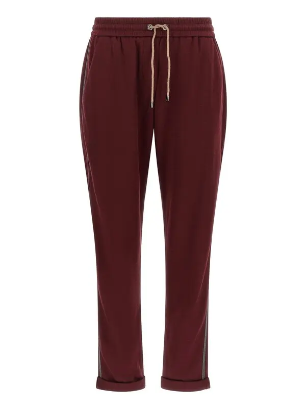 Brunello Cucinelli Track Joggers In Cotton And Silk Blend - Multicolor