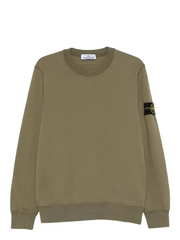 Stone Island Crew Neck Sweatshirt With Logo Patch - Green