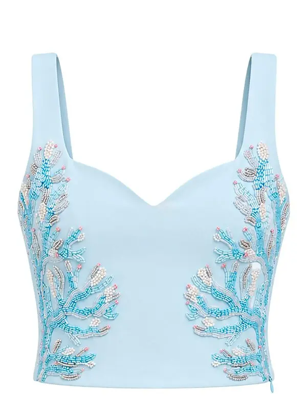 LAURA SLINGS Embellished Crop Top - Blue