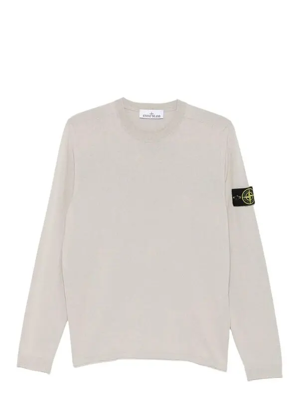 Stone Island Grey Logo Patch Crew Neck Sweater - Gray