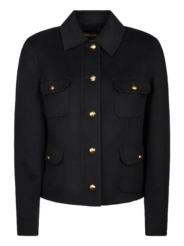 Max Mara Cropped Jacket With Gold-tone Hardware - Black