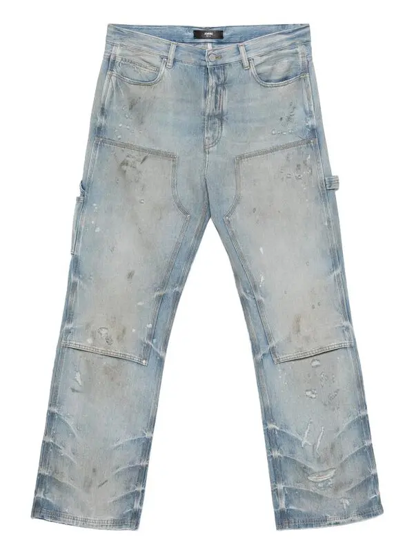 Amiri Straight-leg Denim Jeans With Logo Detail - Blue