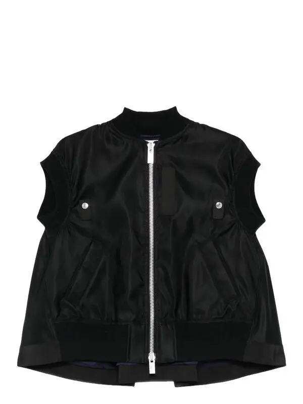 Sacai Zip Fastening Baseball Collar Waistcoat - Black