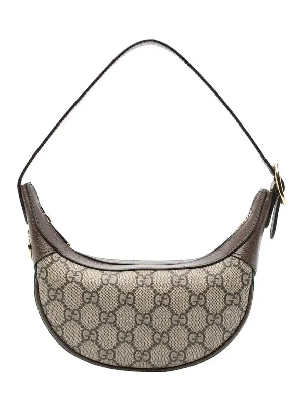 Gucci Gg Supreme Canvas Shoulder Bag With Web Stripe Detail - Cream