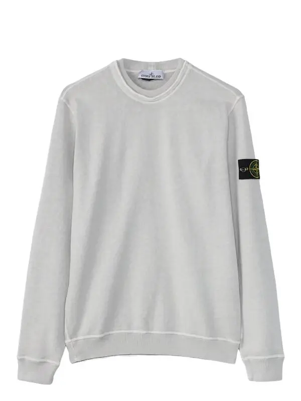 Stone Island Crew Neck Sweatshirt With Sleeve Badge - Gray