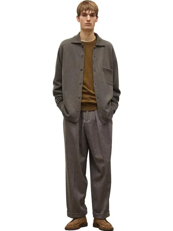 Johnstons Of Elgin Tweel Grey & Cahmere Hirt - Green