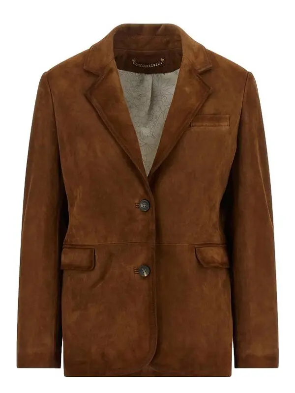 GOLDEN GOOSE Suede Notched Lapel Blazer - Brown
