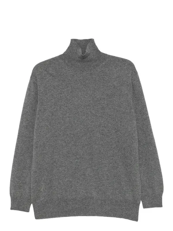 Malo Grey Cashmere High Neck Knitwear Jumper - Gray