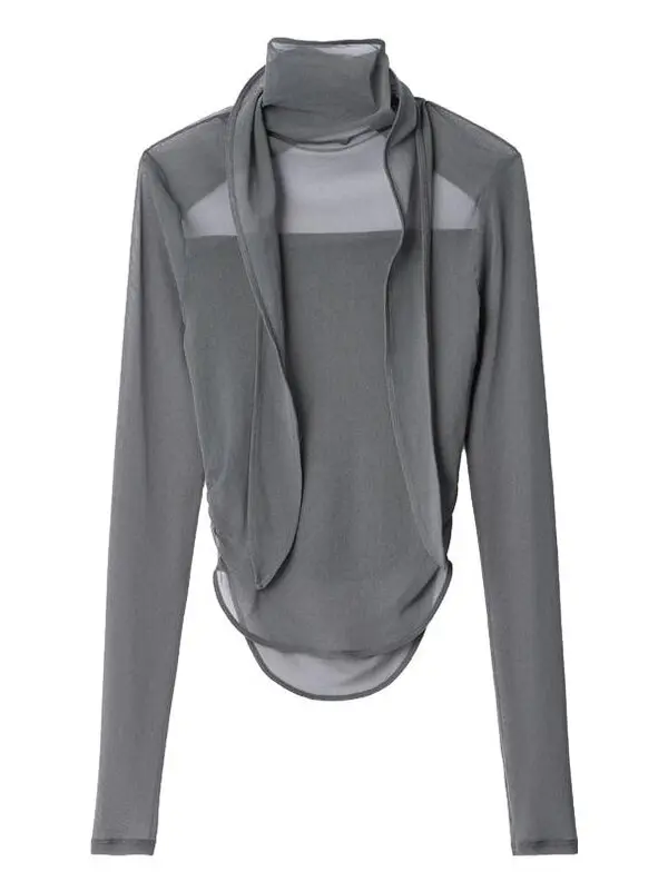 LEMAIRE High Neck Long Sleeve Top - Gray