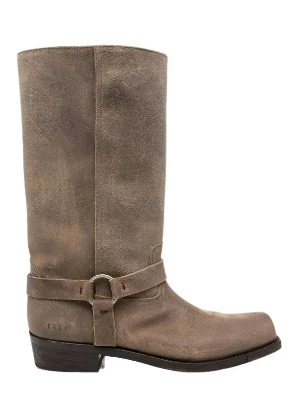 GOLDEN GOOSE Suede Square Toe Boots - Cream