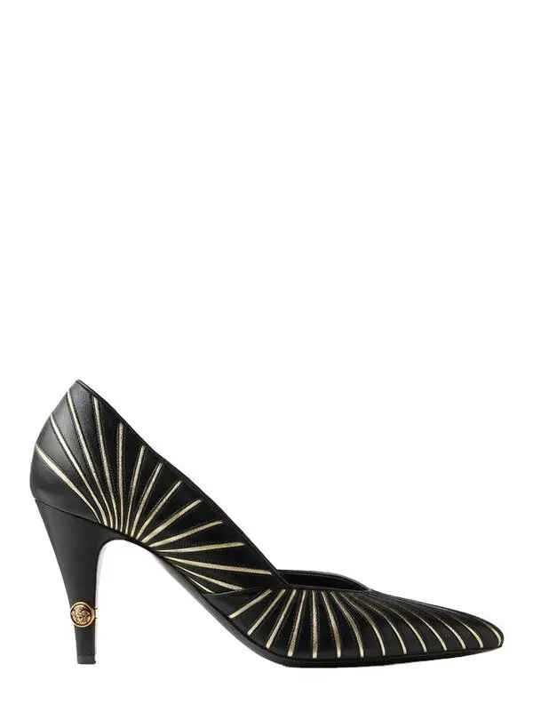 Versace Nappa Leather Stiletto Pumps With Medusa Hardware - Black