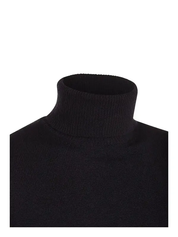Malo Dark Cashmere Ribbed Turtleneck Long Sleeve Jumper - Blue