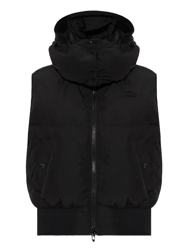 DIESEL® Padded Quilted Gilet With Drawstring Hood - Black