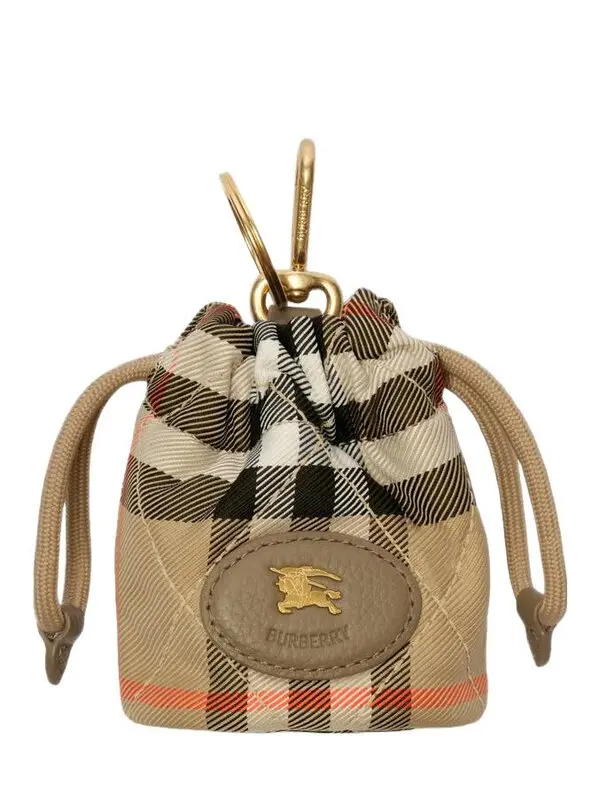 Burberry Check Drawstring Pouch Charm - Cream