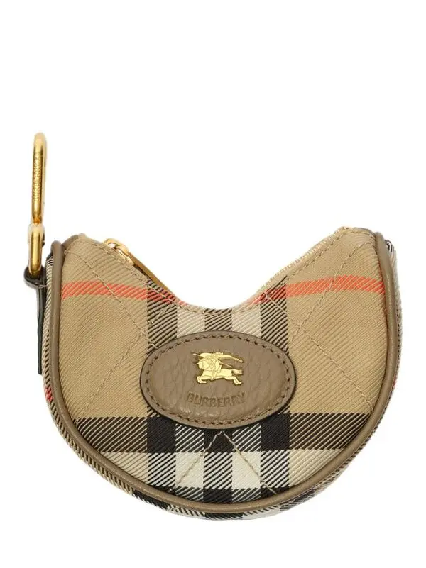 Burberry Check Leather Trimmed Charm - Cream