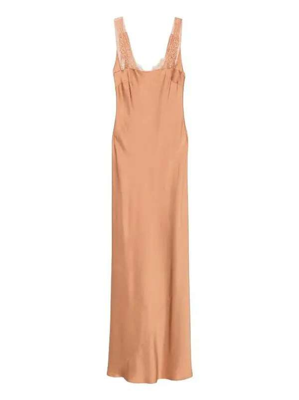 FORTE_FORTE Satin Lace Trim Evening Dress - Cream