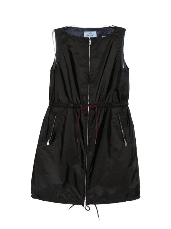Prada Sleeveless High Neck Zip-up Day Dress - Black