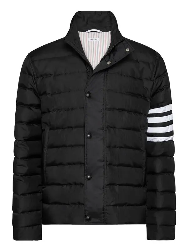 Thom Browne Padded Jacket With Four-bar Stripe Detail - Black