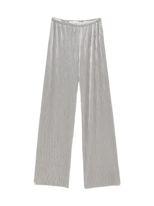 FORTE_FORTE Grey Palazzo Pants With Plissé Effect - Gray