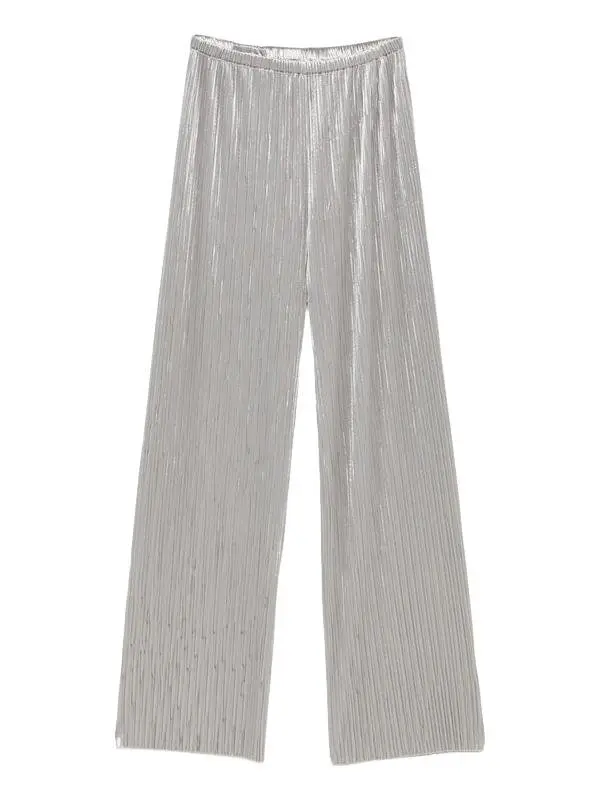 FORTE_FORTE Grey Palazzo Pants With Plissé Effect - Gray