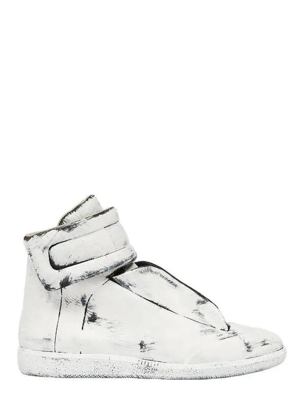 MAISON MARGIELA High Top Sneakers With Hook And Loop Fastening - White