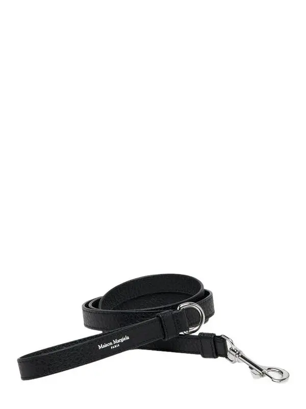 MAISON MARGIELA Grainy Leather Strap With Silver-tone Hardware - Black