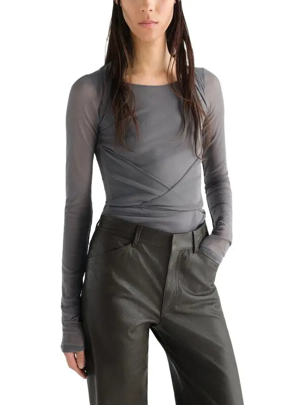 LEMAIRE Long Sleeve Wrap Top - Gray