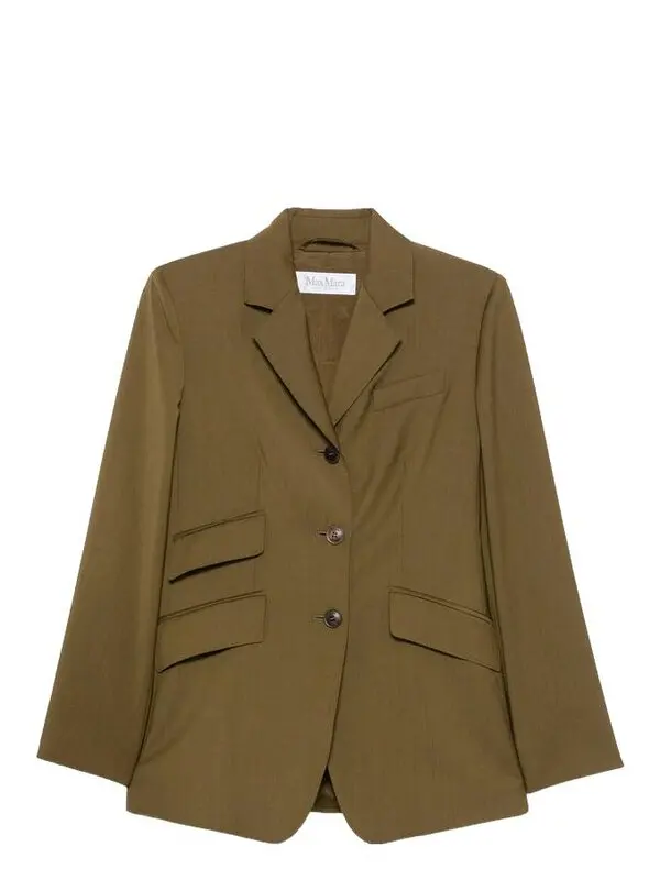 Max Mara Tailored Blazer With Notched Lapel - Green