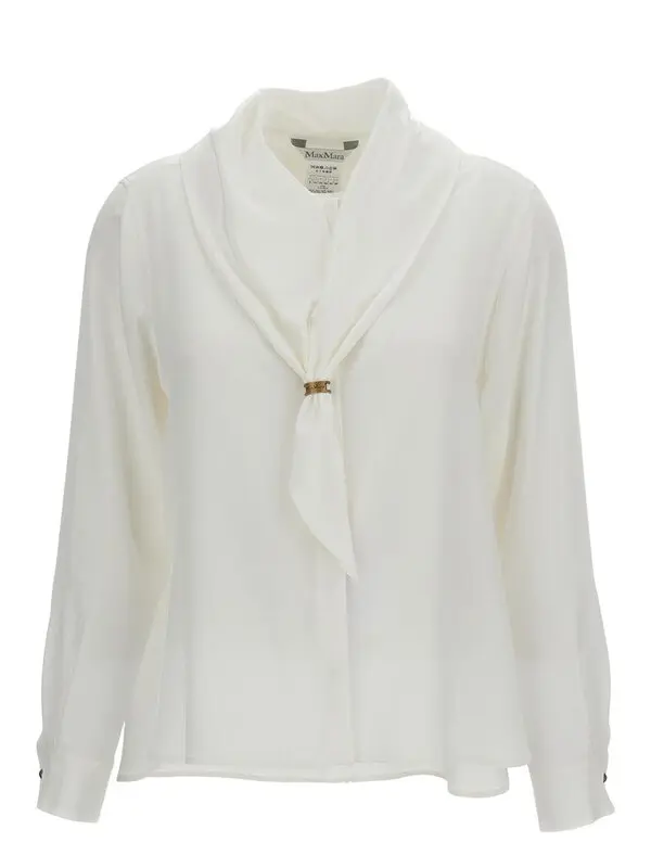 Max Mara Silk Shirt With Integrated Tie-neck Scarf - Multicolor