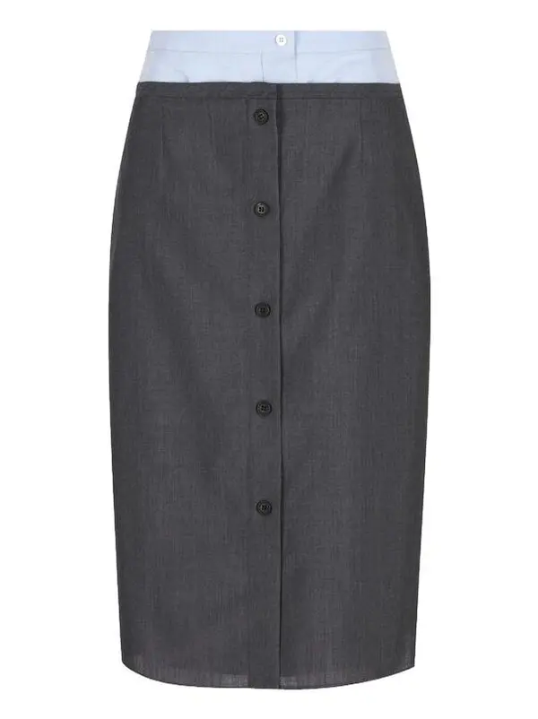 Prada Grey Layered Effect Pencil Skirt - Gray