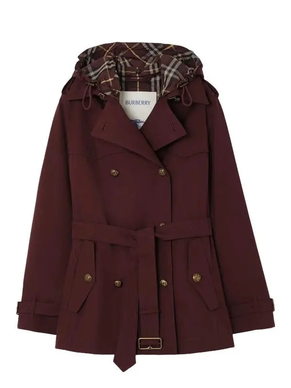 Burberry Foxfield Trench Coat With Detachable Hood - Red