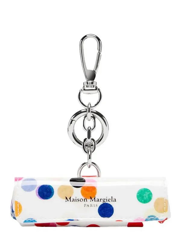 MAISON MARGIELA Polka-dot Print Logo Keychain - White