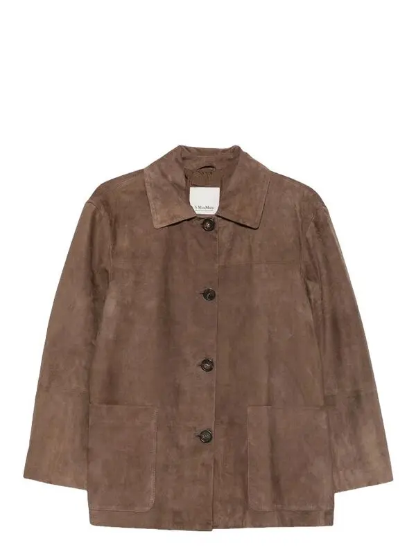 Max Mara Sueded Leather Jacket - Brown